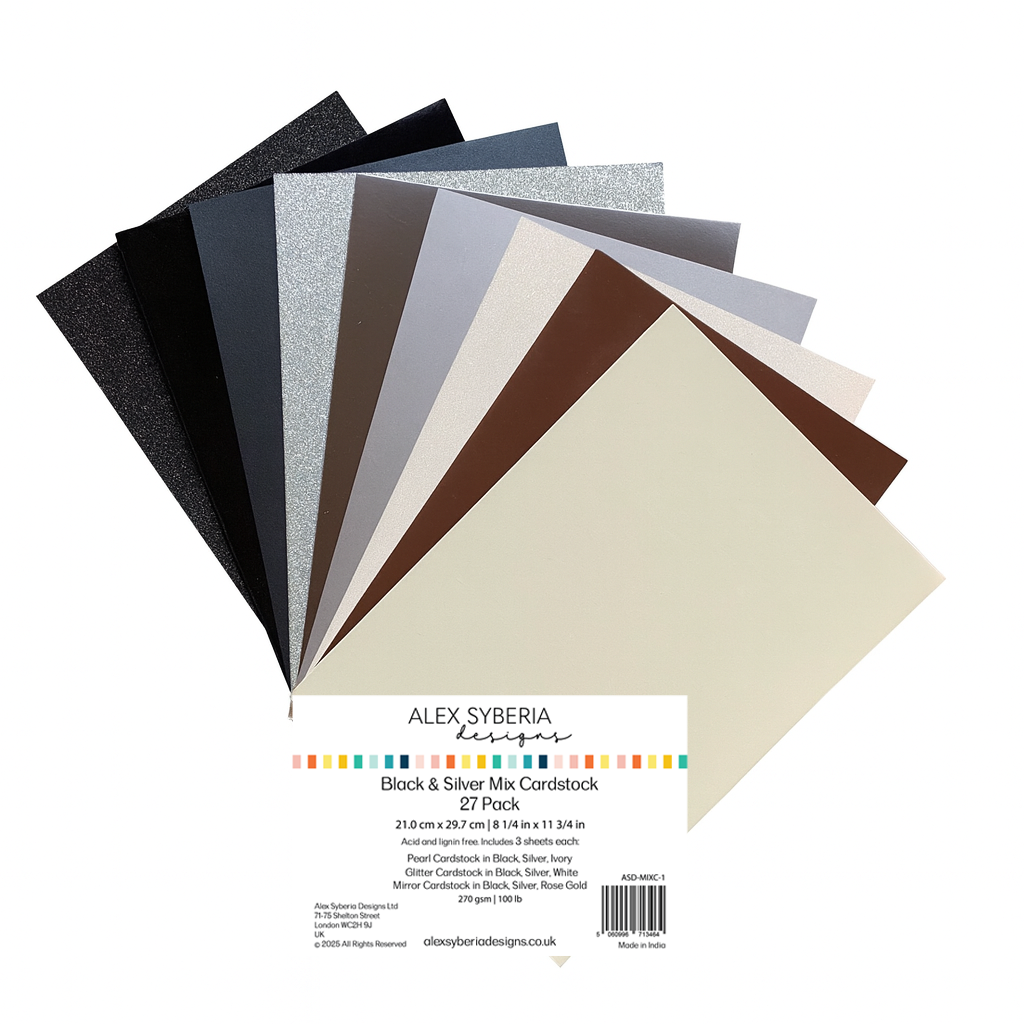 Black & Silver Mix Cardstock 27 Pack – Alex Syberia Designs UK